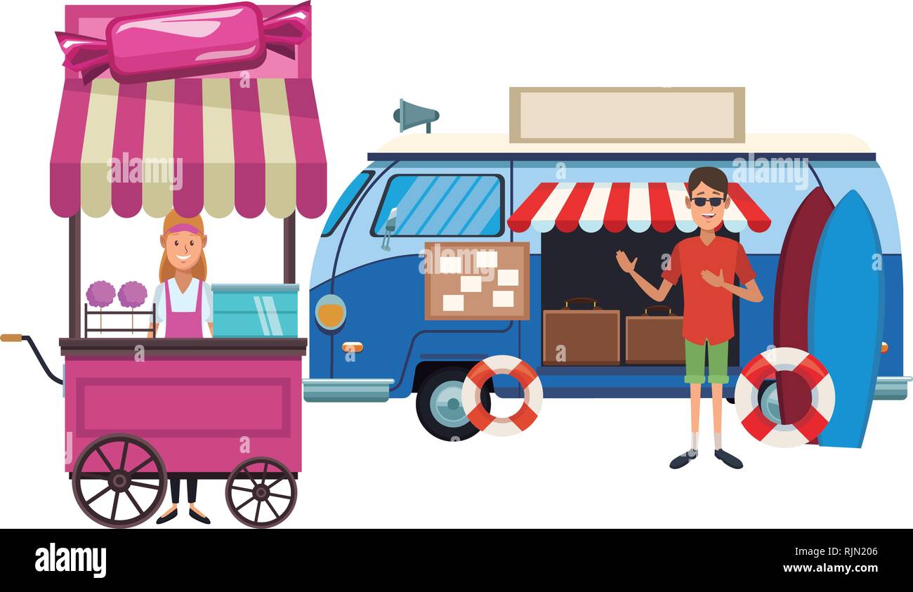 cotton candy cart cartoon Stock Vector Image & Art - Alamy