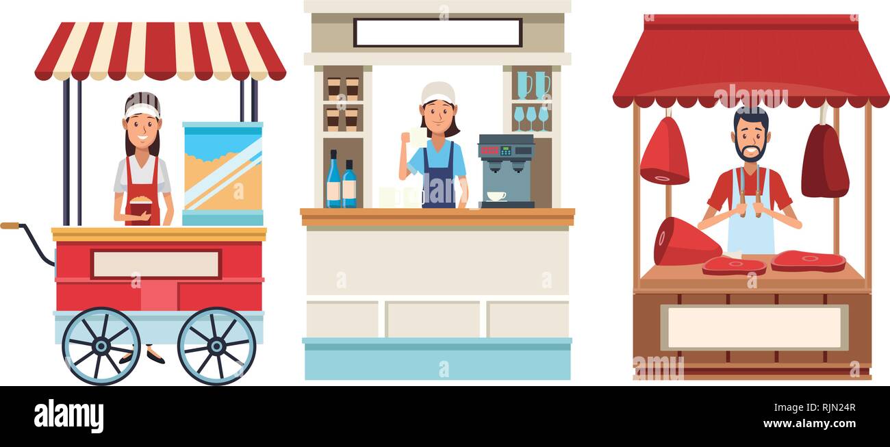 food stands cartoon Stock Vector Image & Art - Alamy