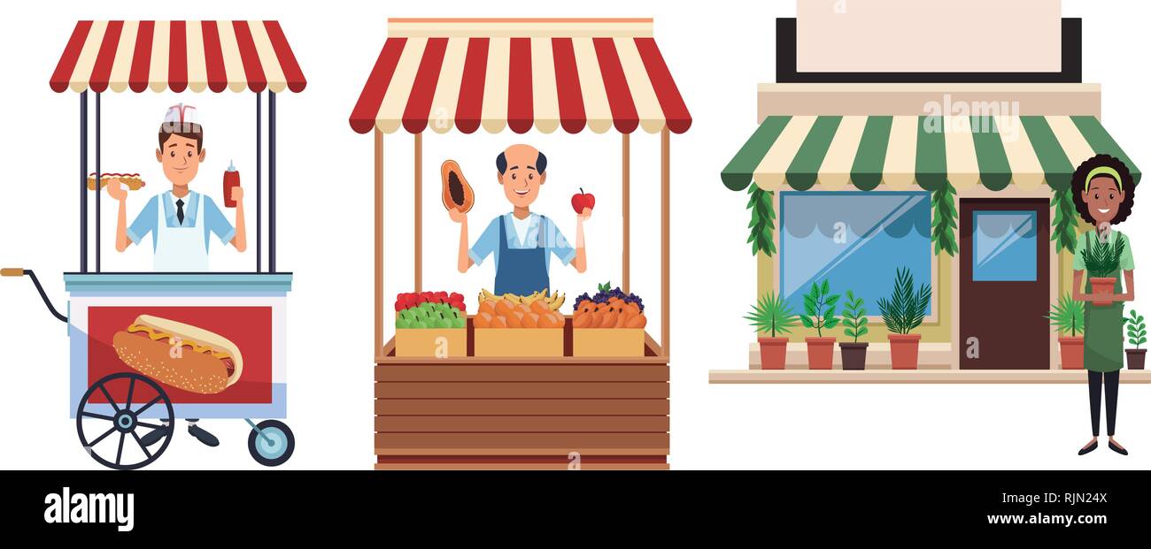 food stands cartoon Stock Vector Image & Art - Alamy