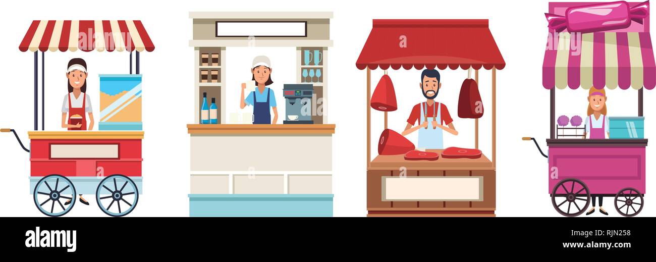 food stands cartoon Stock Vector Image & Art - Alamy