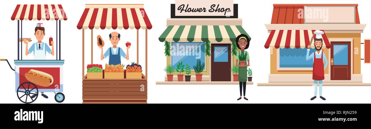 food stands cartoon Stock Vector Image & Art - Alamy