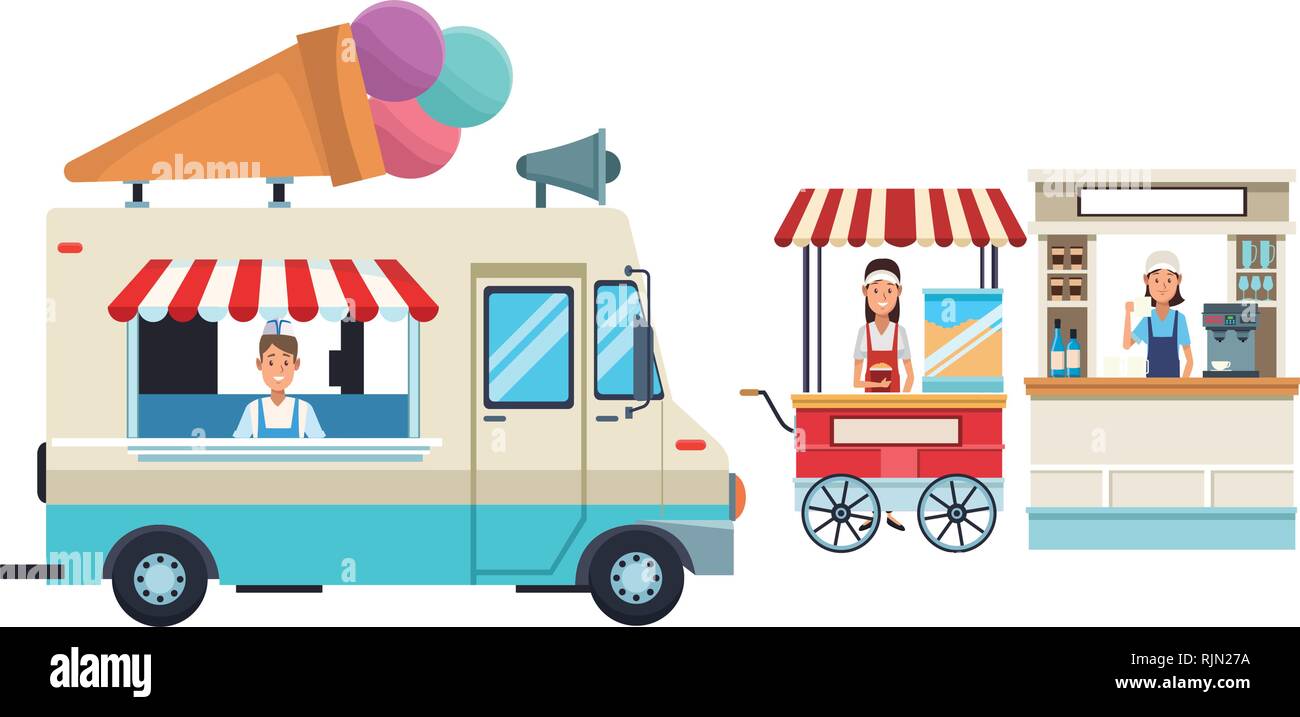 Food stands cartoon Stock Vector Images - Alamy