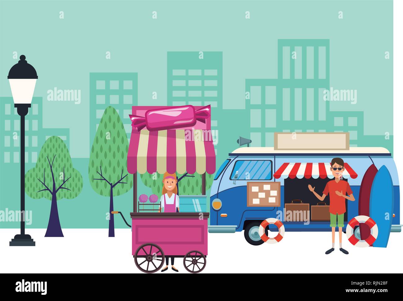 cotton candy cart cartoon Stock Vector Image & Art - Alamy