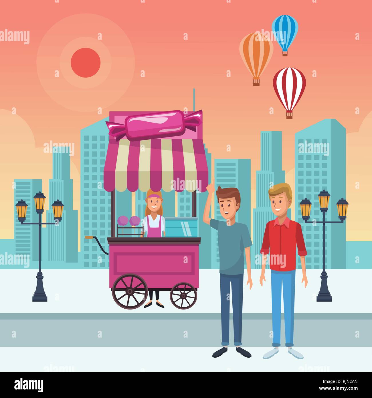 cotton candy cart cartoon Stock Vector Image & Art - Alamy