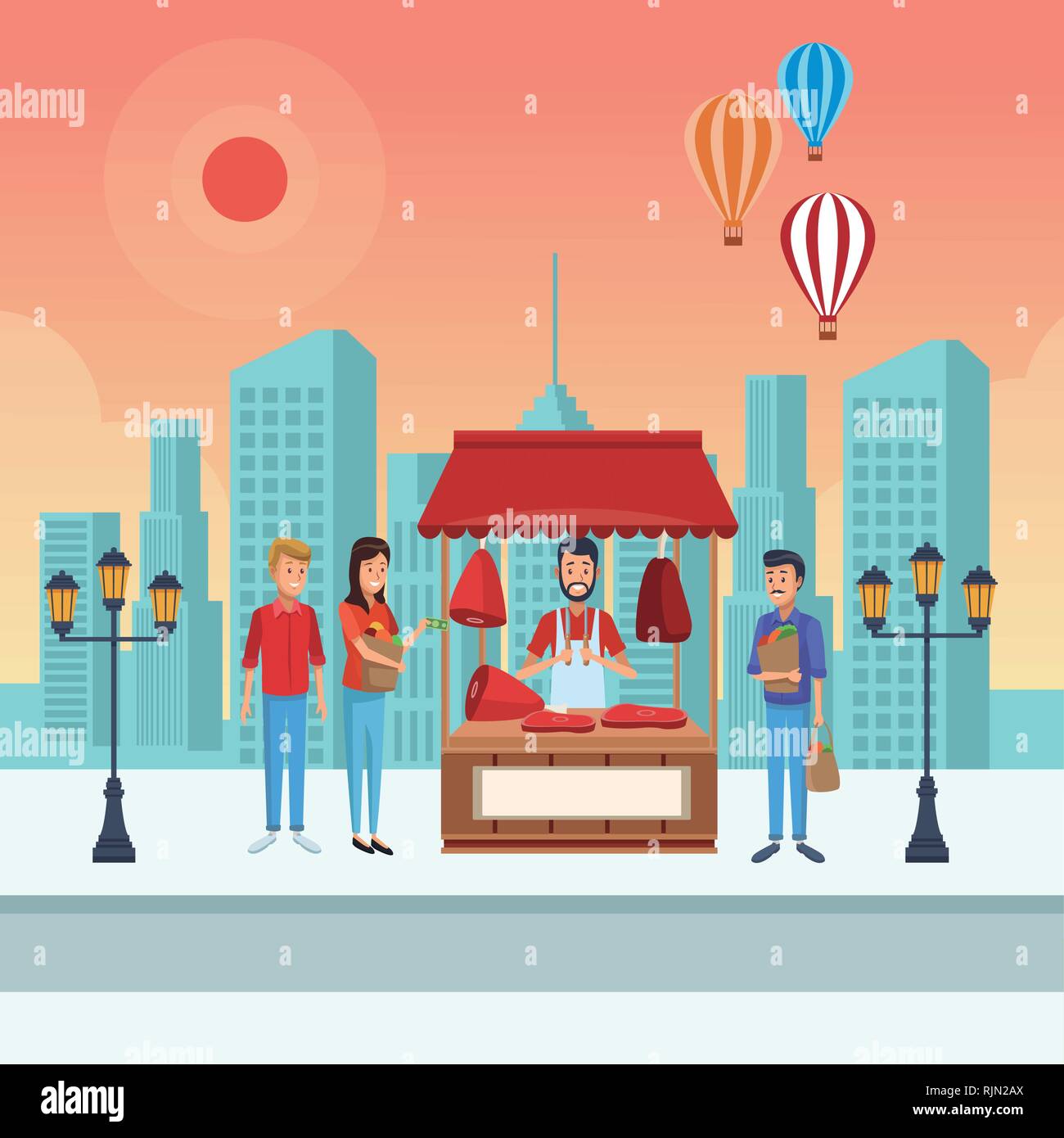 meat butcher cartoon Stock Vector Image & Art - Alamy