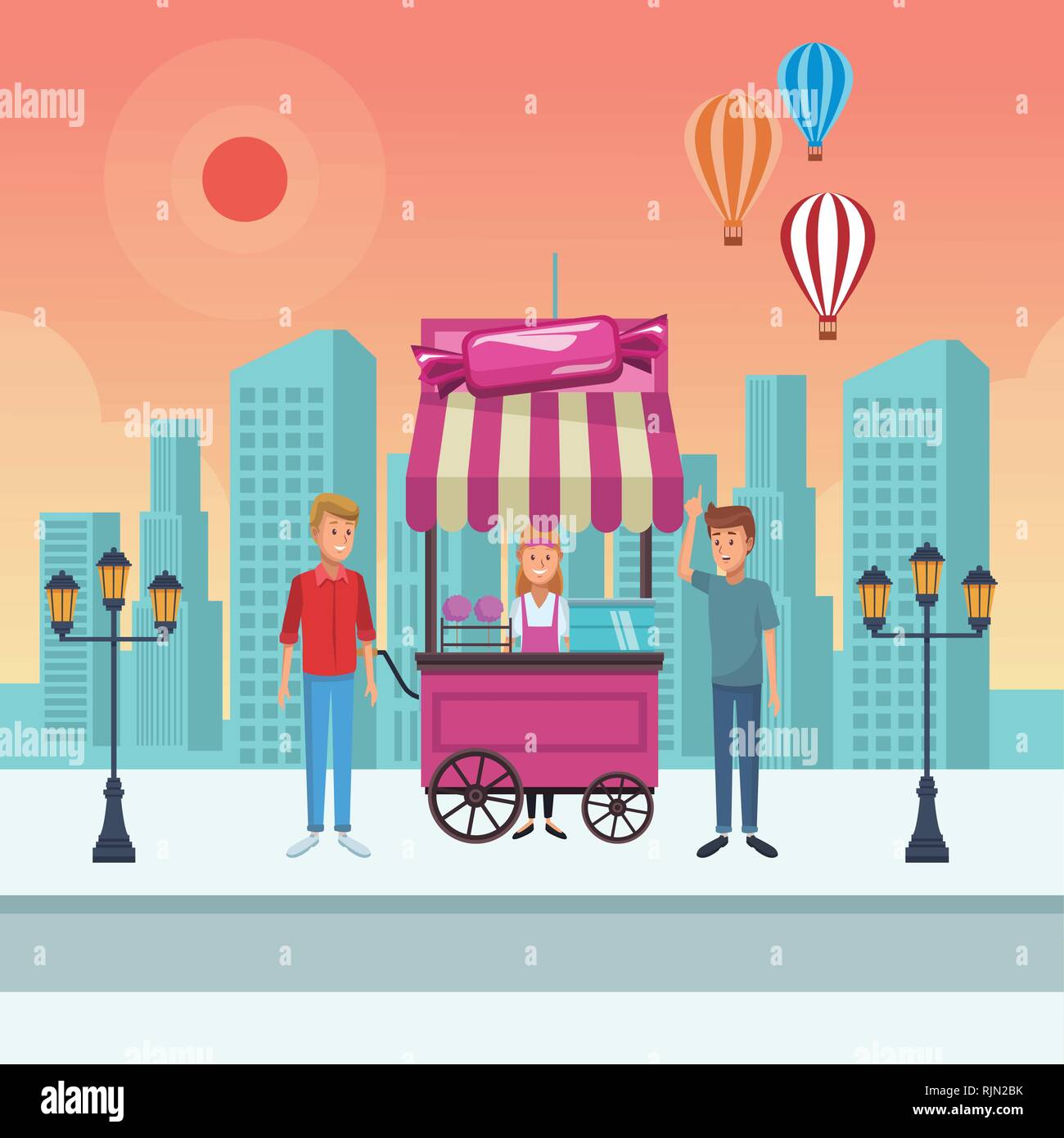 cotton candy cart cartoon Stock Vector Image & Art - Alamy
