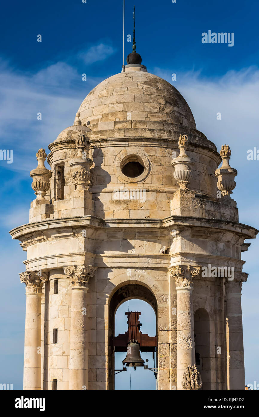 Bell tower of Cadiz Cathedral. It was built between 1722 and 1838 Stock ...