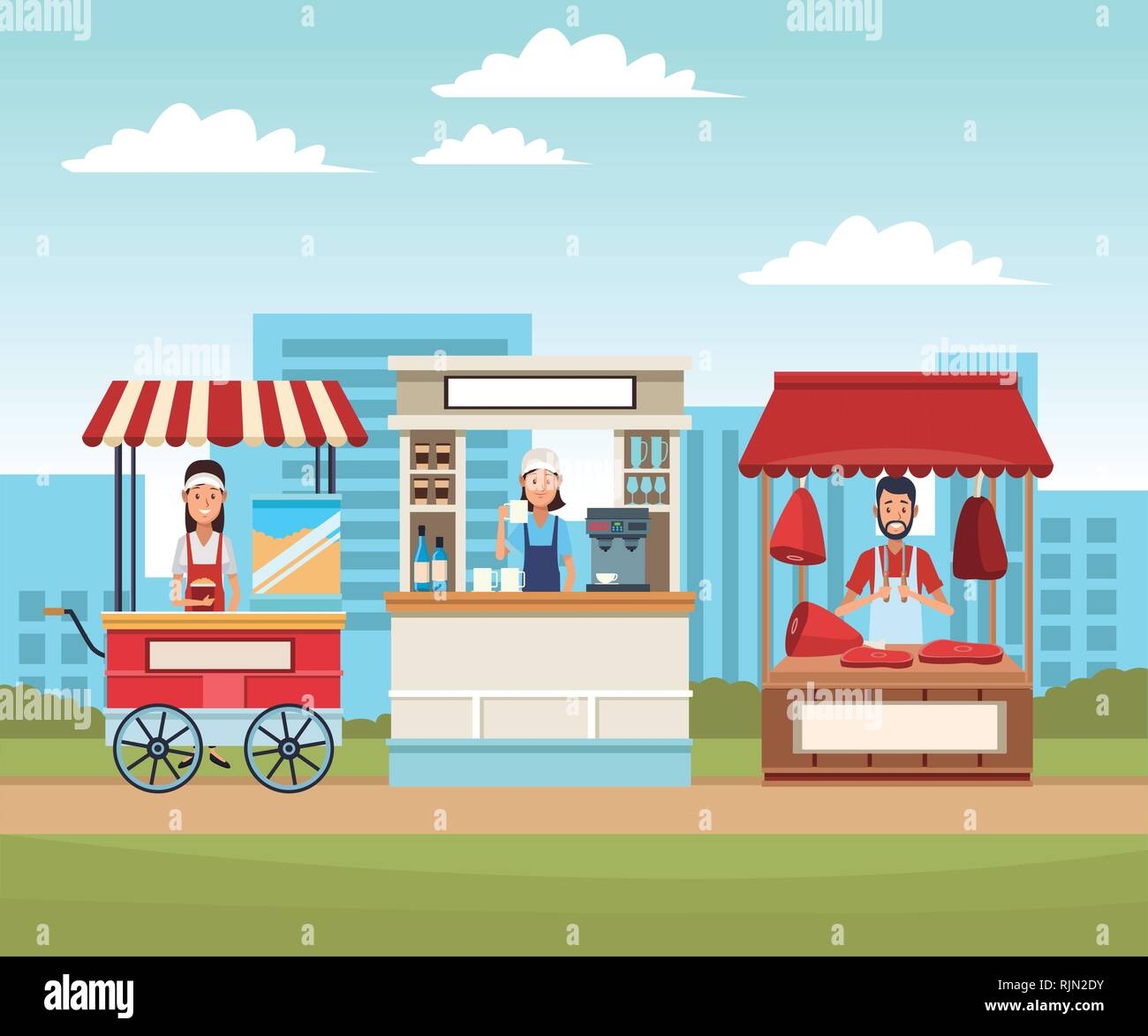 food stands cartoon Stock Vector Image & Art - Alamy
