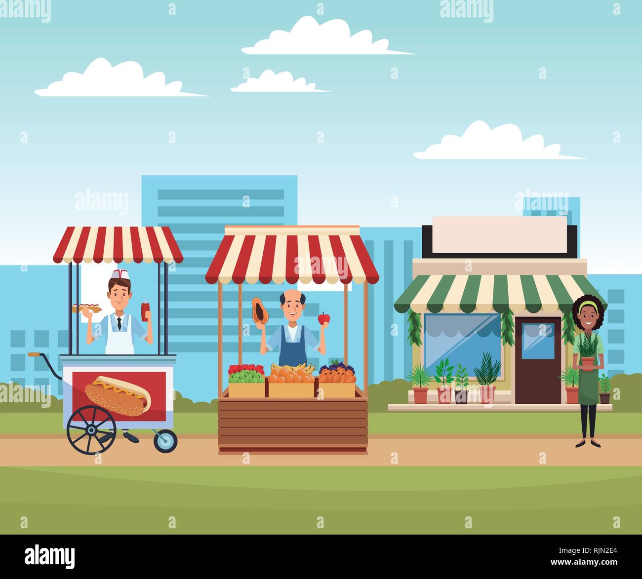 food stands cartoon Stock Vector Image & Art - Alamy