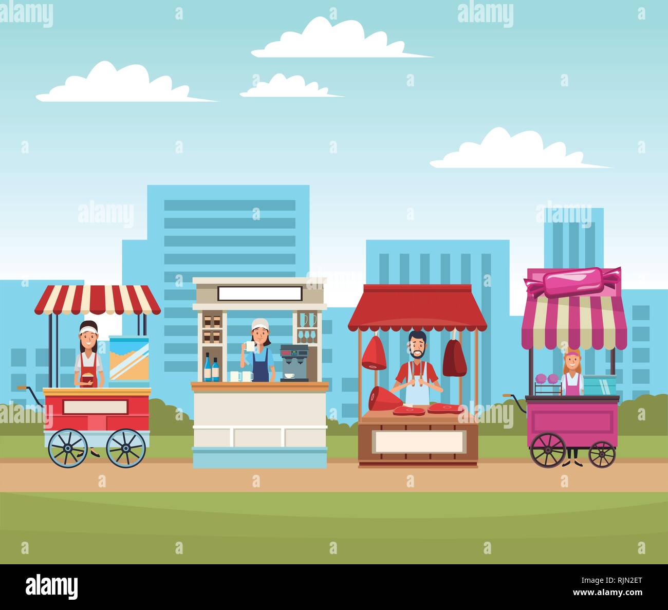 food stands cartoon Stock Vector Image & Art - Alamy