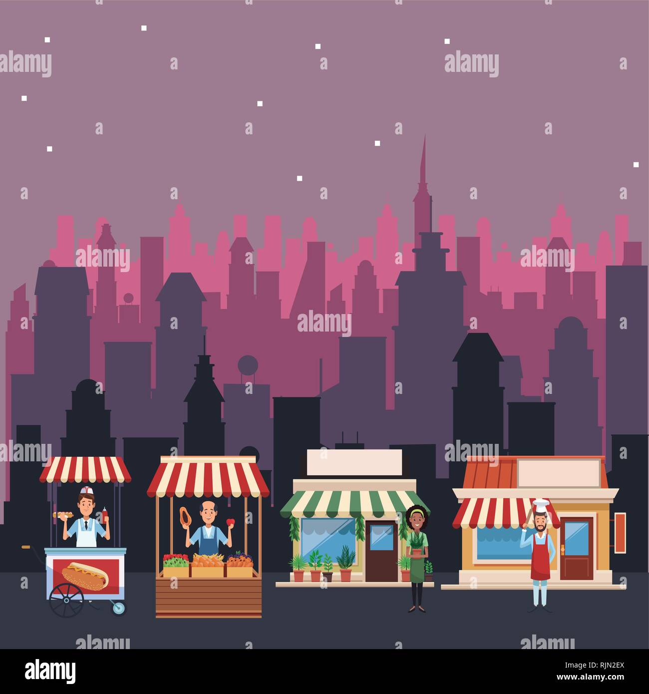 food stands cartoon Stock Vector Image & Art - Alamy