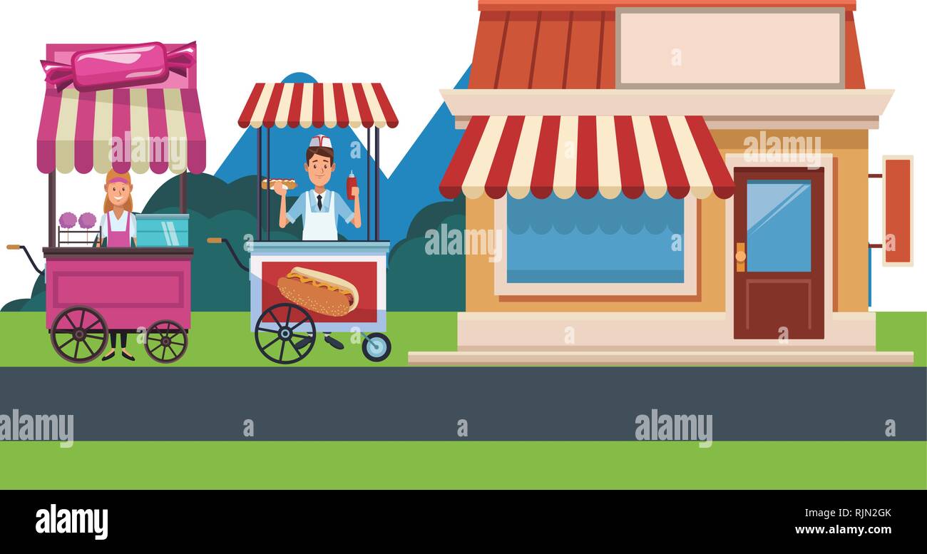 cotton candy cart cartoon Stock Vector Image & Art - Alamy