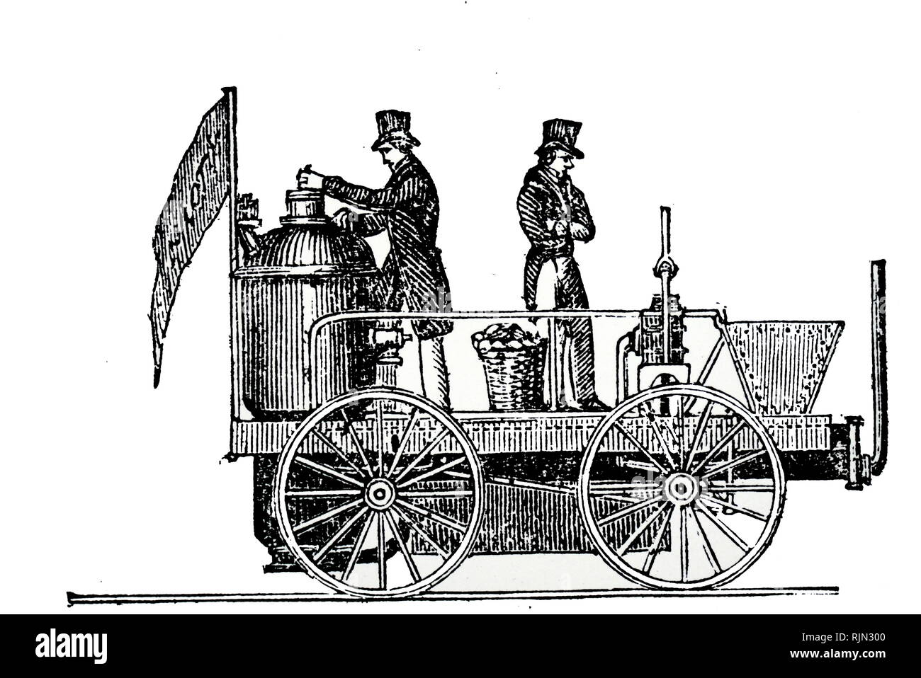 Illustration showing Steam locomotive 'The Novelty' 1840 Stock Photo ...