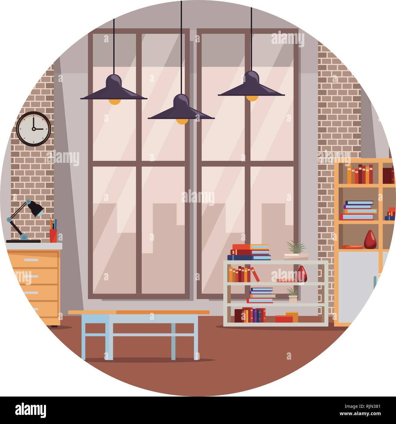 modern furniture room cartoon Stock Vector Image & Art - Alamy