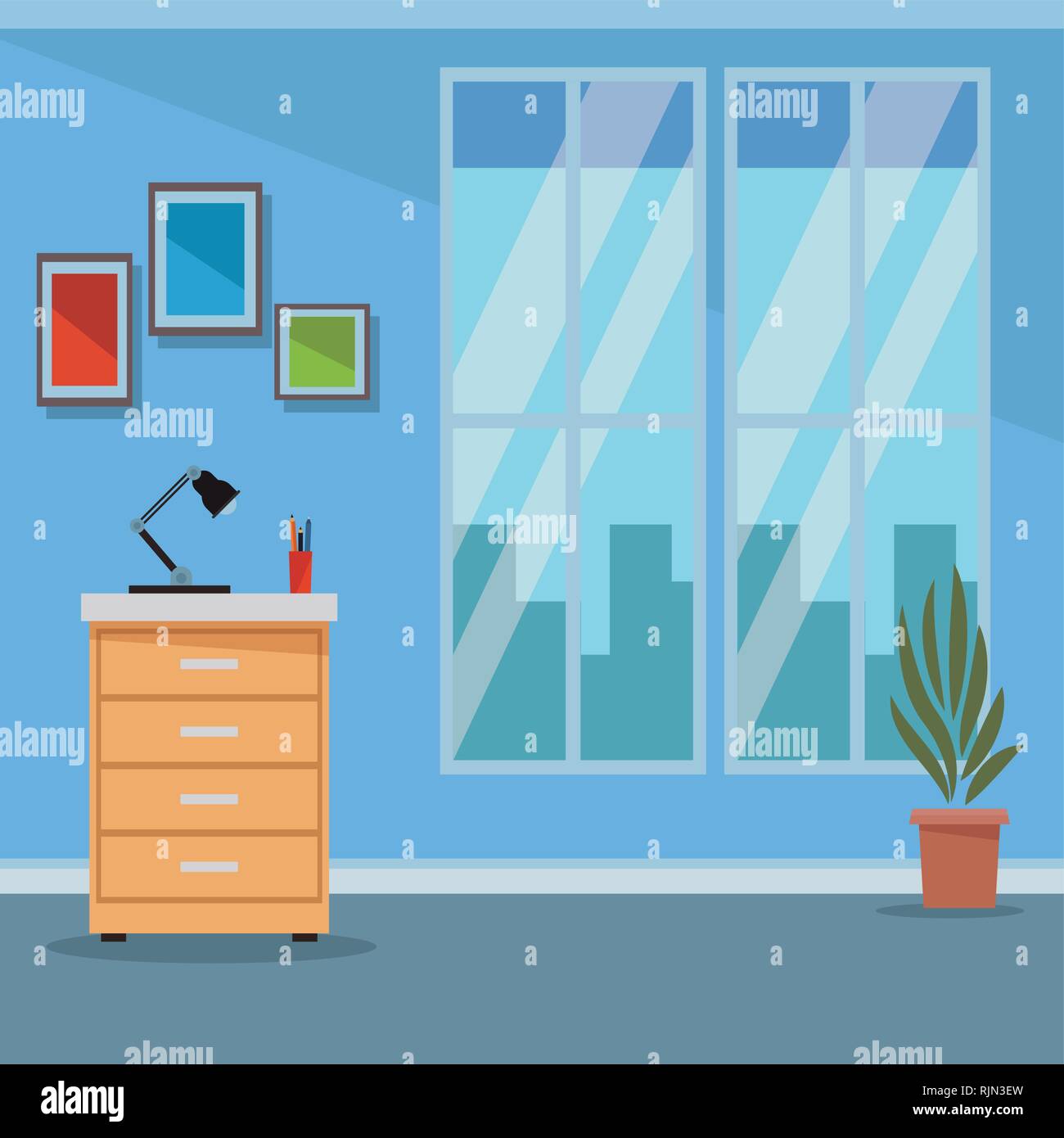 modern furniture room cartoon Stock Vector Image & Art - Alamy