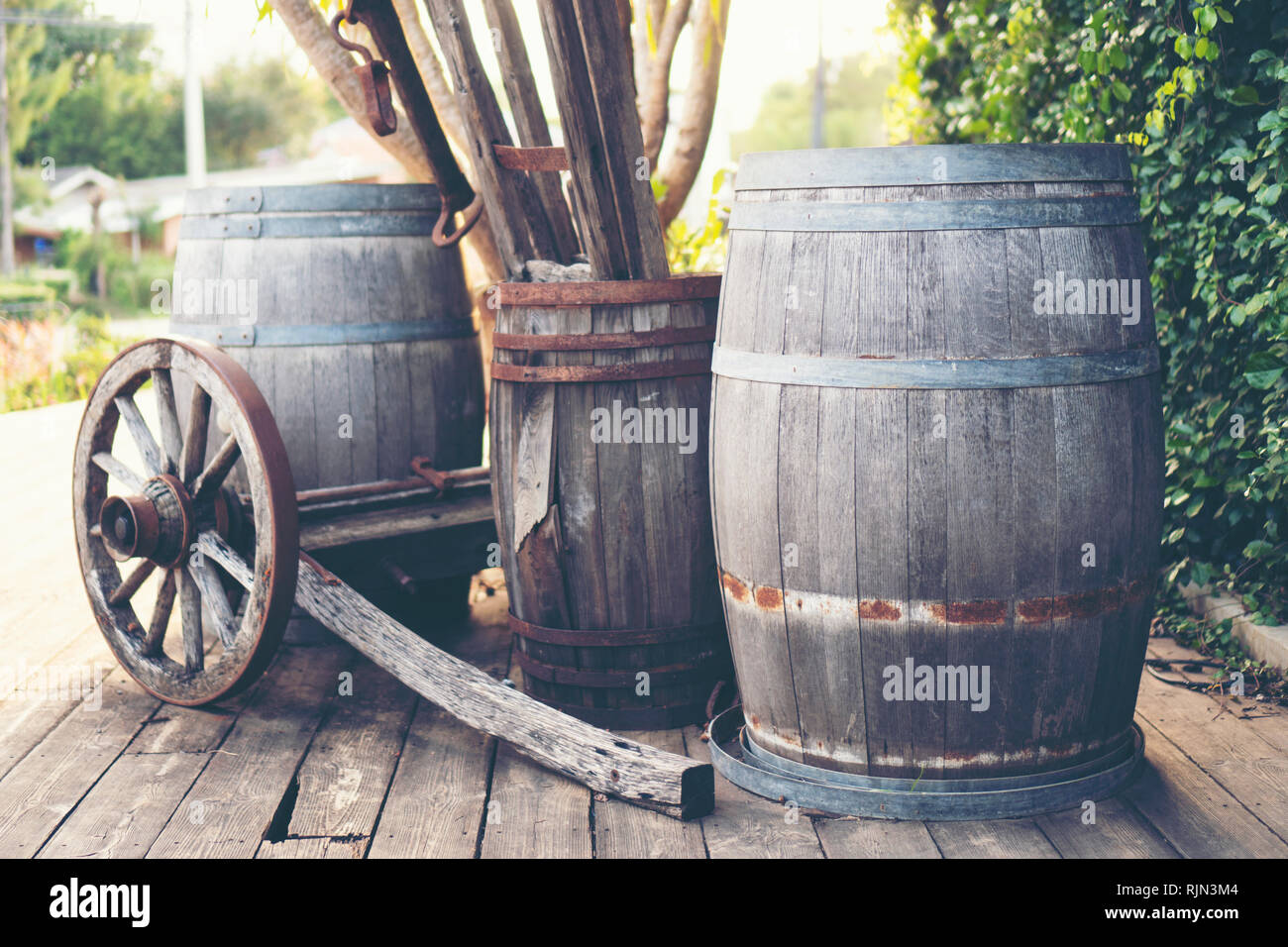old Oak wood wine barrel Stock Photo - Alamy