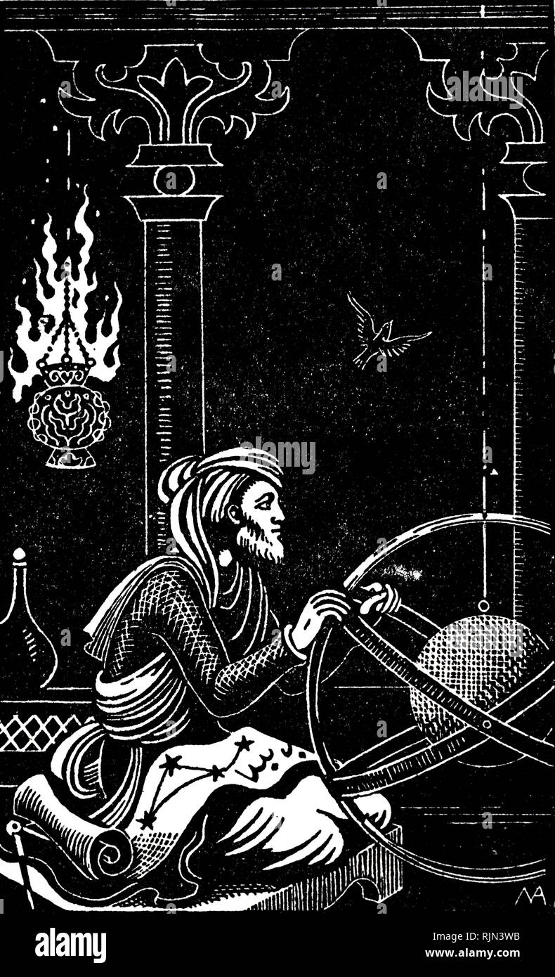 Illustration showing OMAR KHAYYAM (c1048-c1122) Persian mathematician ...