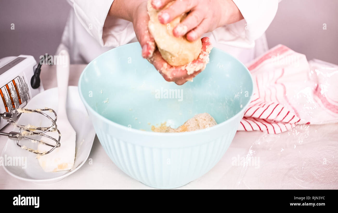 Step by step. Mixing sugar cookies dough in mixing bowl Stock Photo - Alamy