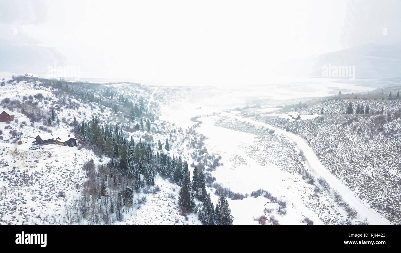 Aerial view of mountains in the Winter Stock Photo - Alamy