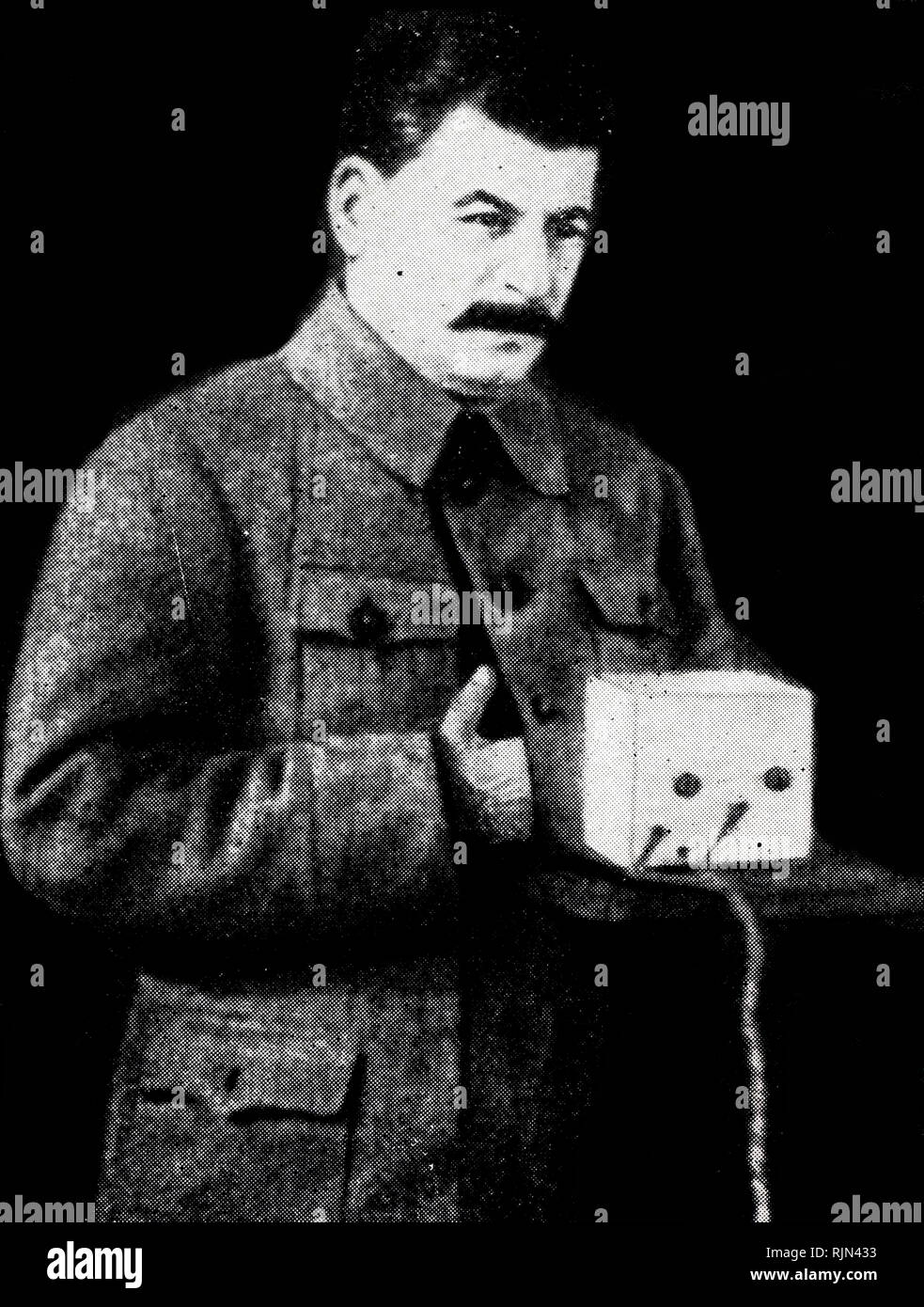 Joseph Stalin (1879-1953) speaking on 26 January 1924 to the All-Union ...