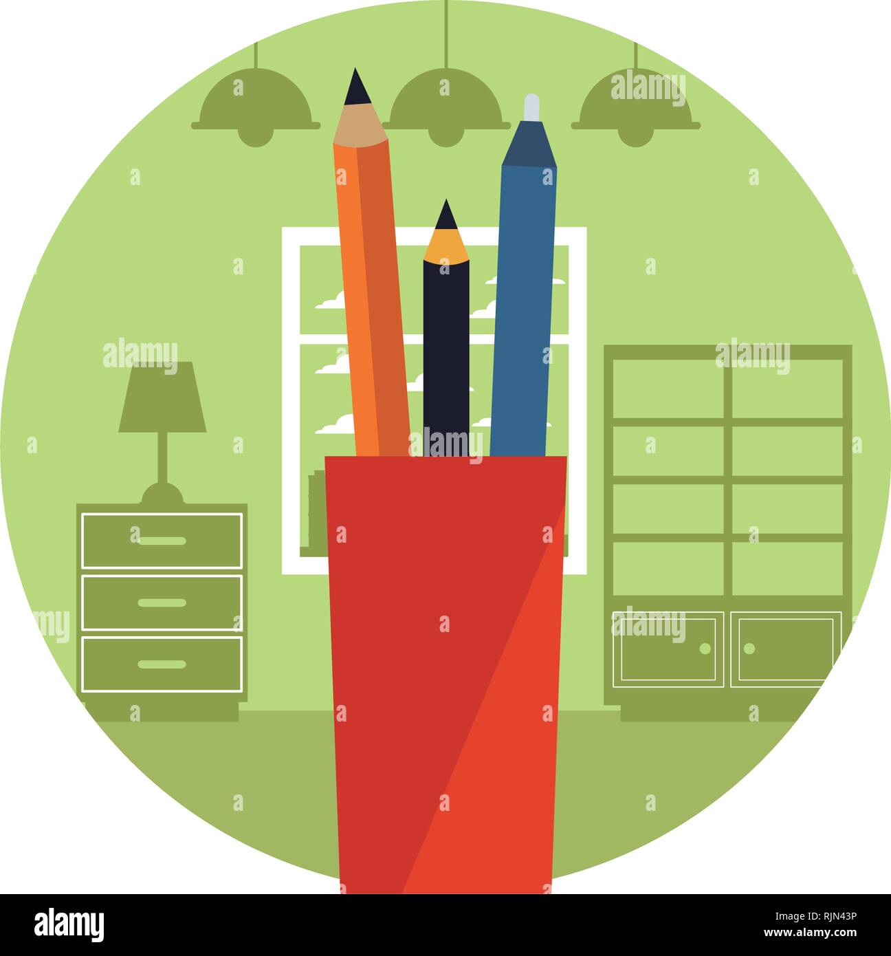 pencils pot cartoon Stock Vector Image & Art - Alamy