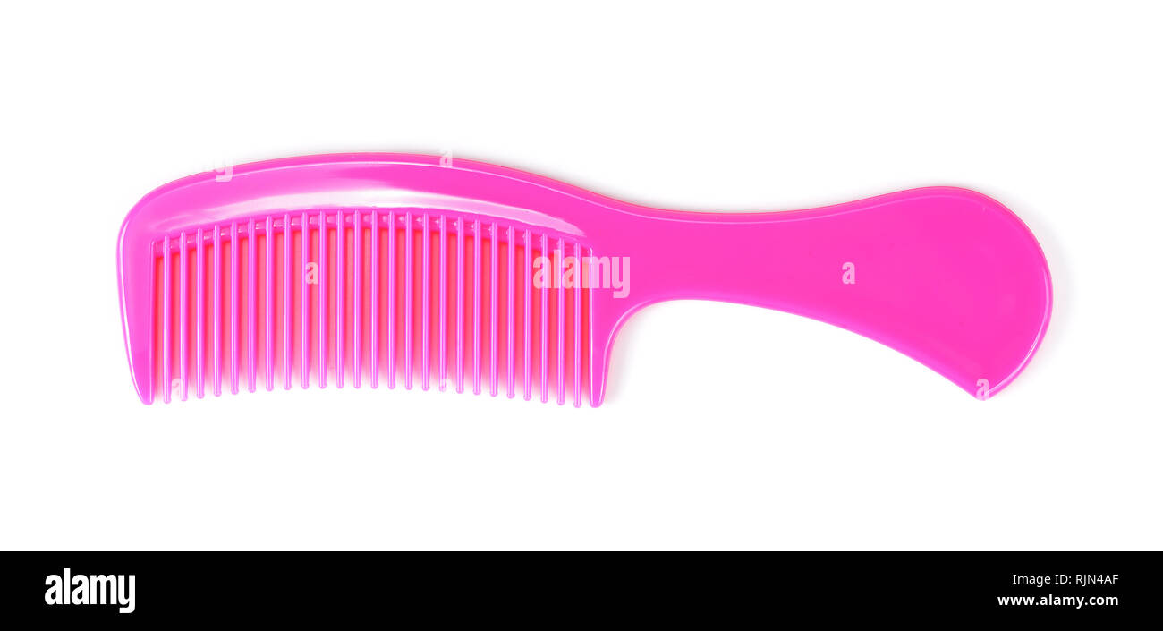 Pink plastic Hair comb isolated on white background Stock Photo - Alamy