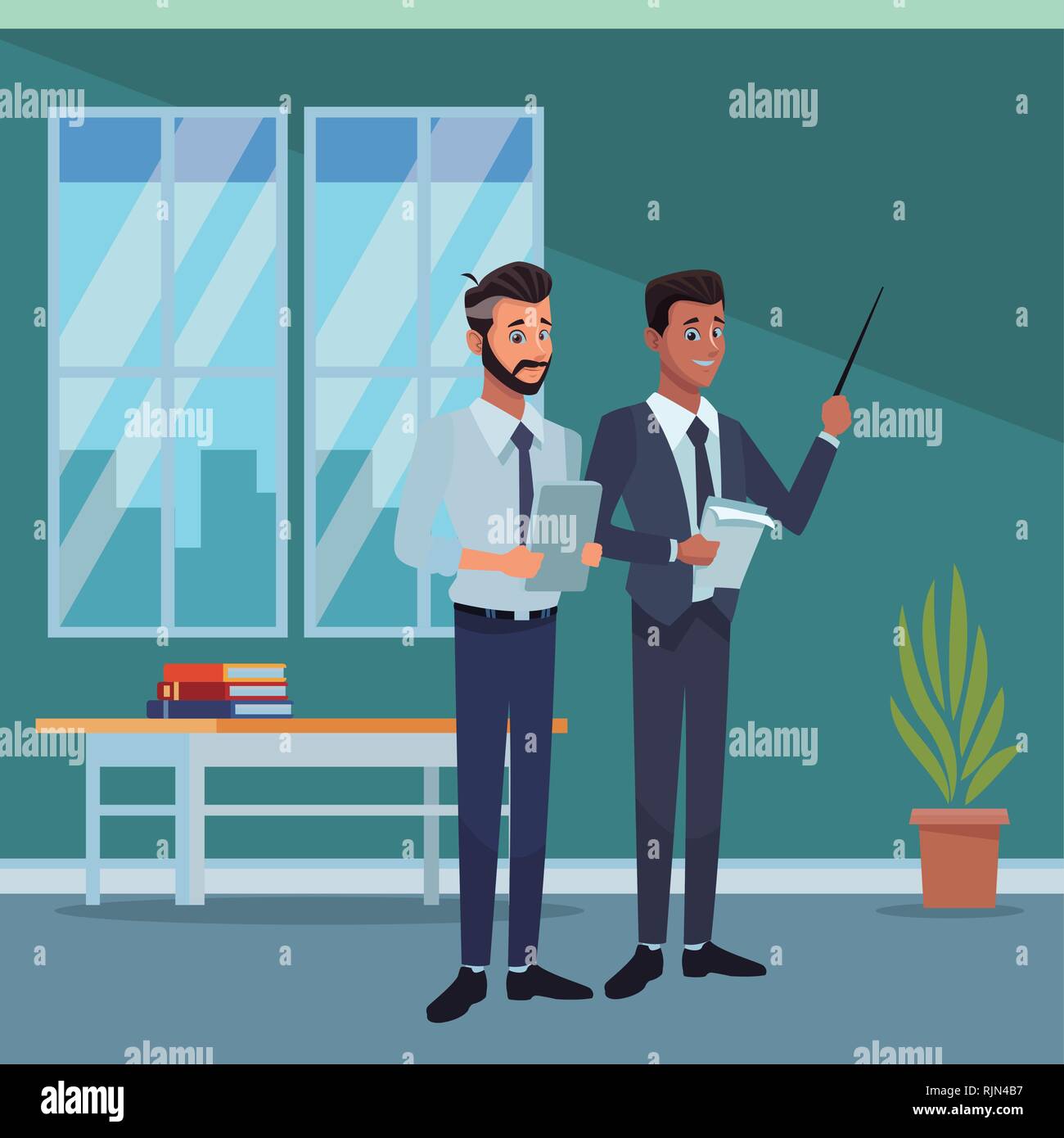 Happy businessmen tablet Stock Vector Images - Alamy