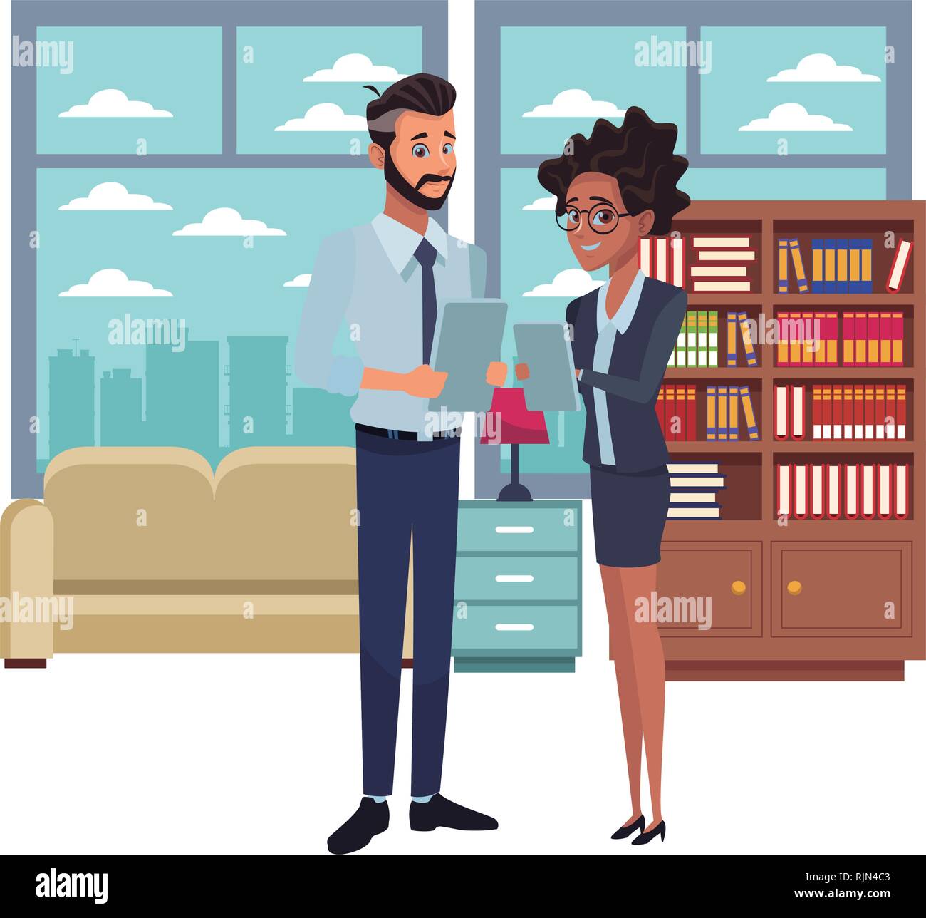executive business coworkers cartoon Stock Vector Image & Art - Alamy