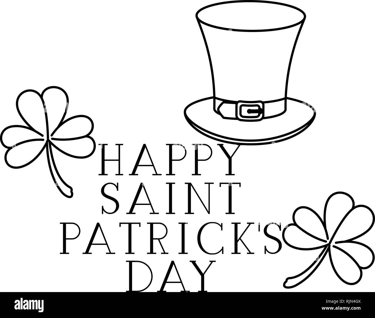 Saint Patricks Day Card Design Template Vector Black and White Stock ...