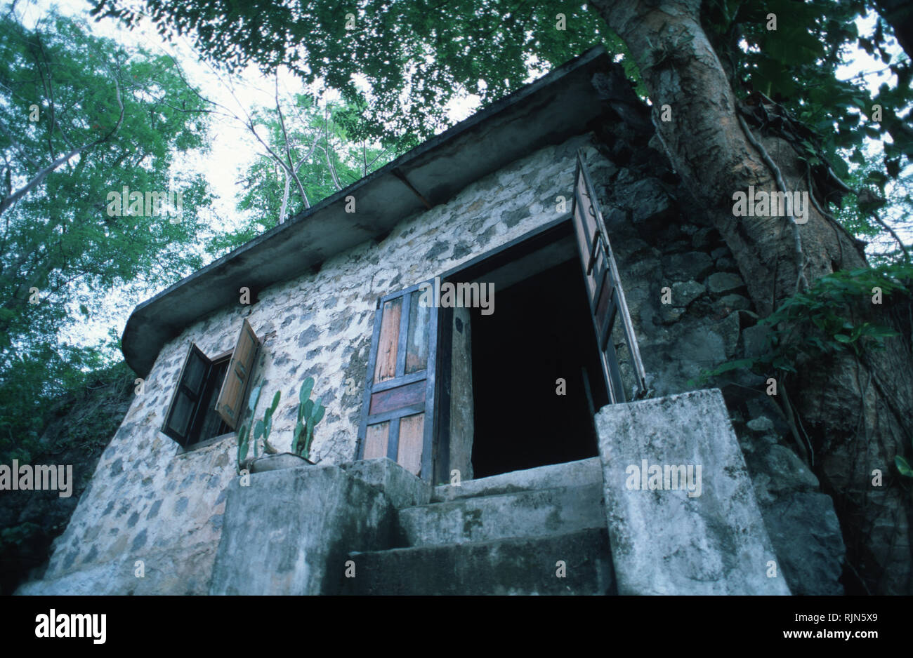 Caption: Luang Prabang, Laos - Apr 1999. A monks residence on Mount ...