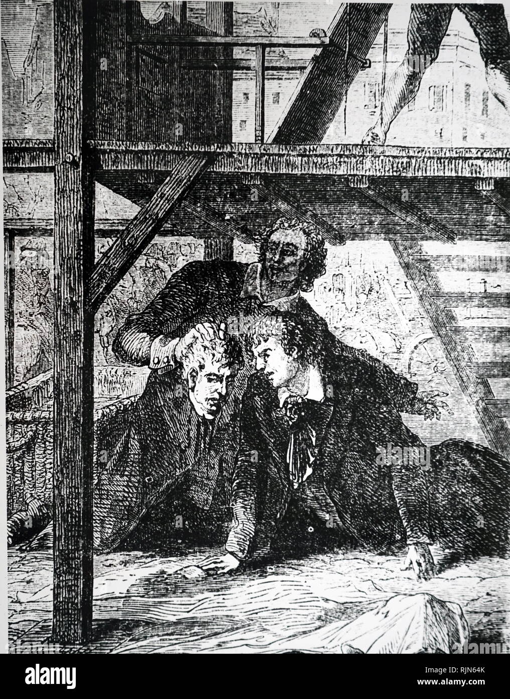 Illustration showing Doctors at Mayence collecting the head of an ...