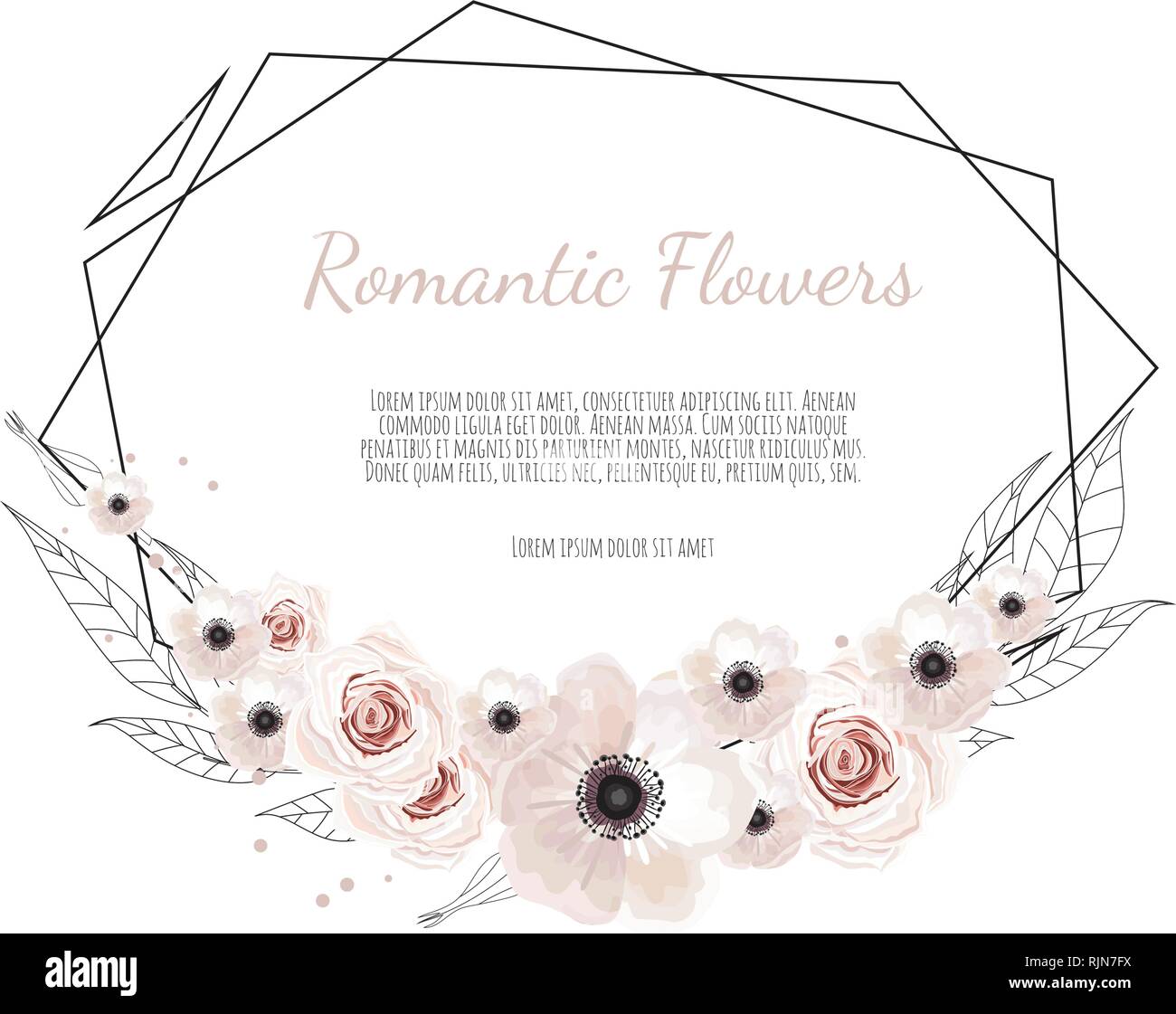 Vector floral botanical card design with geometrical frame Stock Vector ...
