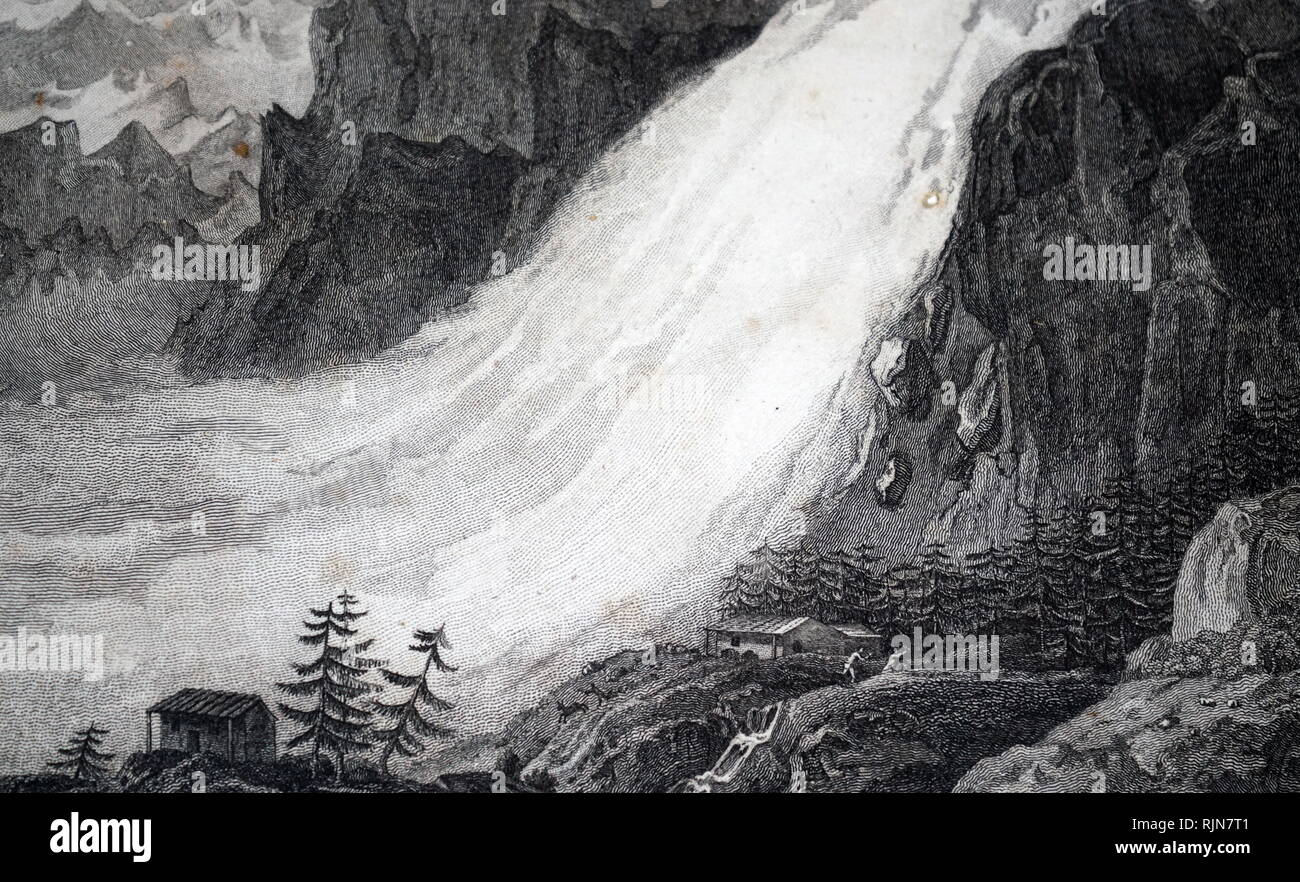An engraving depicting an avalanche by Rev. Edward Polehampton. Dated ...