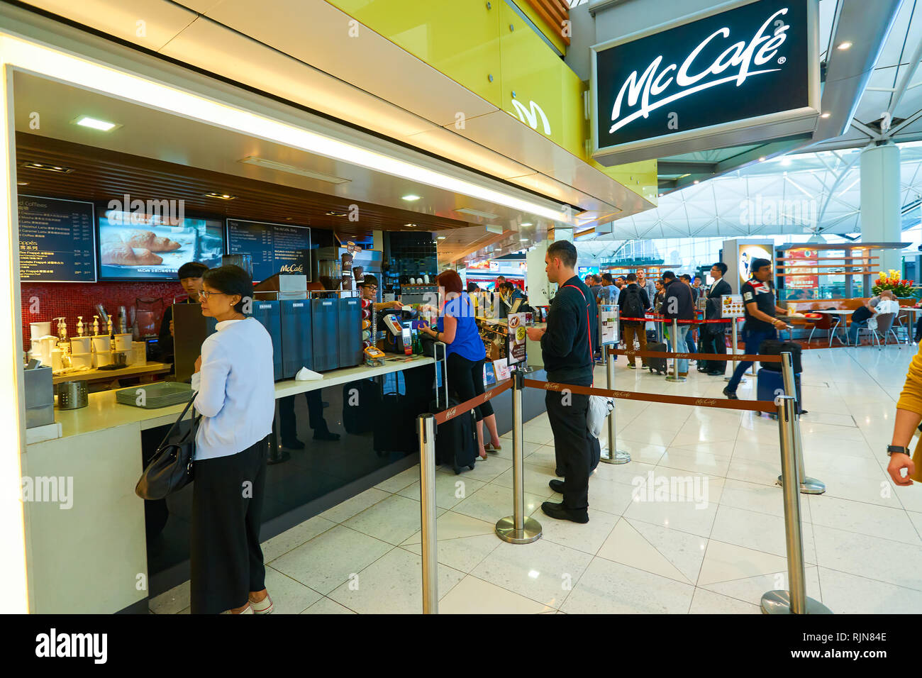 HONG KONG - MARCH 08, 2016: McCafe in the Airport. McCafe is a coffee ...