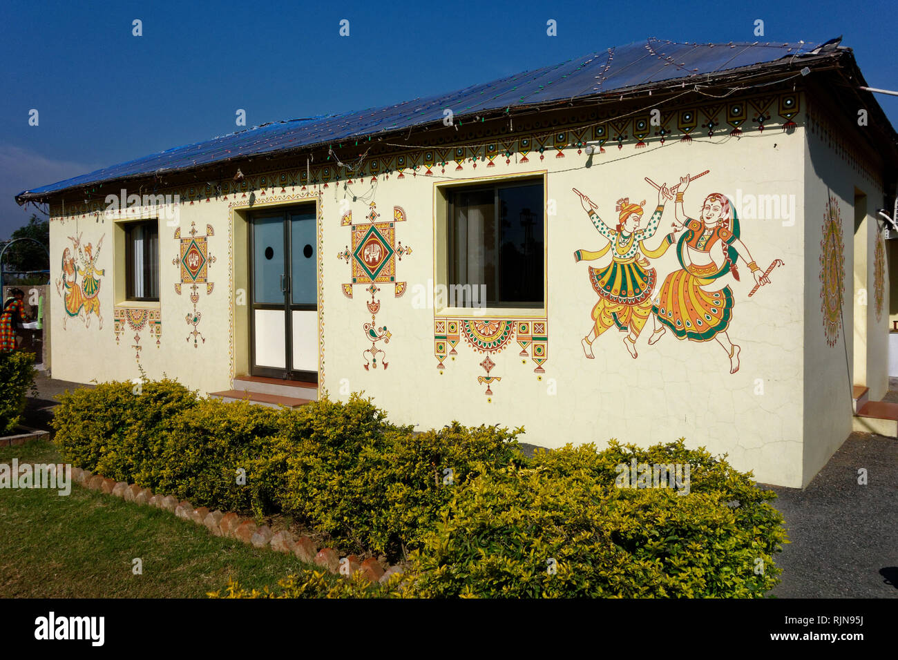 Typical Gujarati designs painted on a roadside cafe in Gujarat, india ...