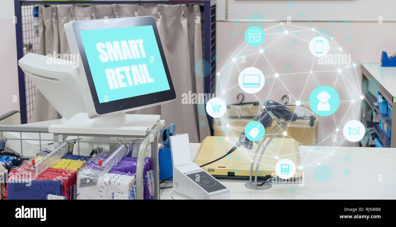 smart retail in futuristic technology concept the icon show the ...