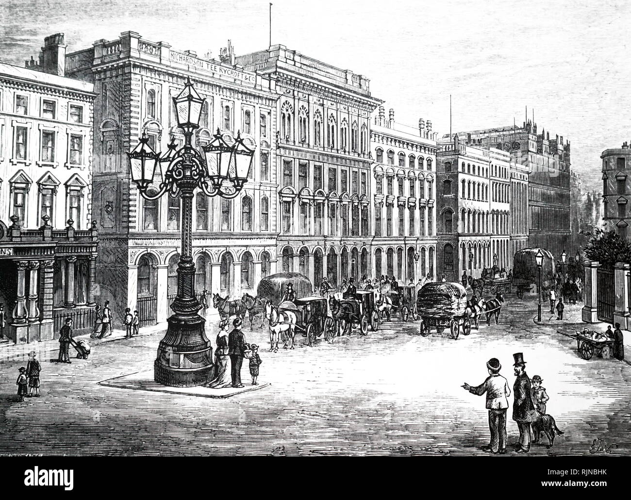 An engraving depicting Portland Street in Manchester. Dated 19th ...