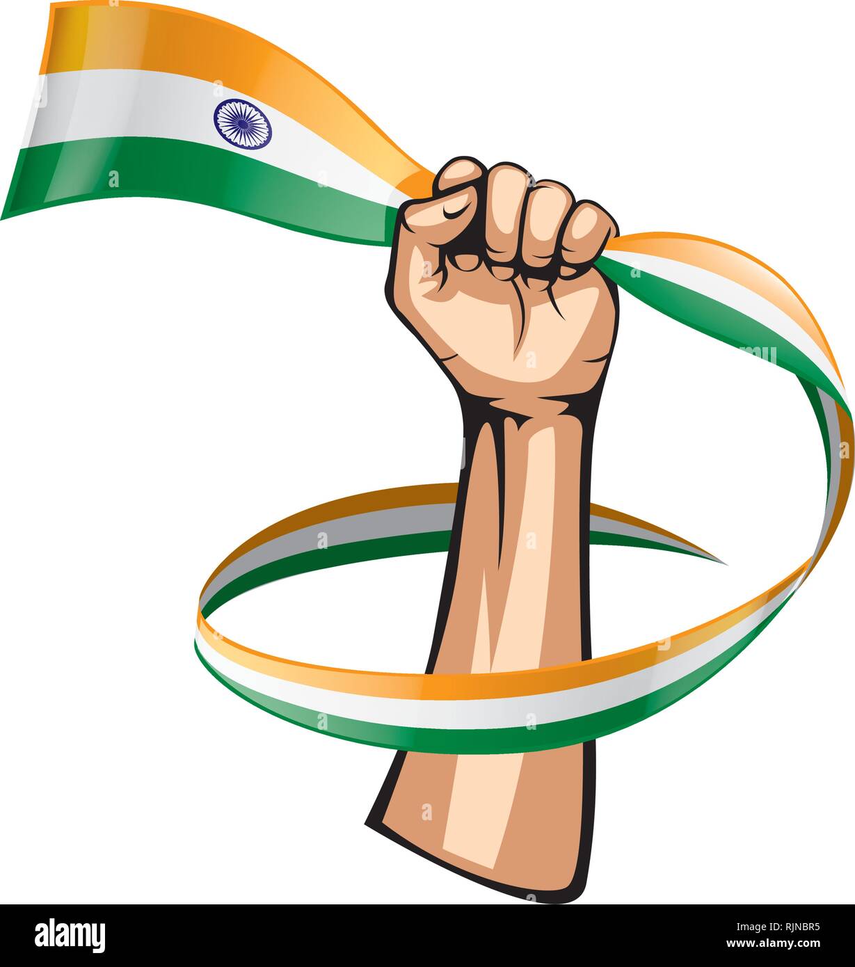 India flag and hand on white background. Vector illustration Stock ...