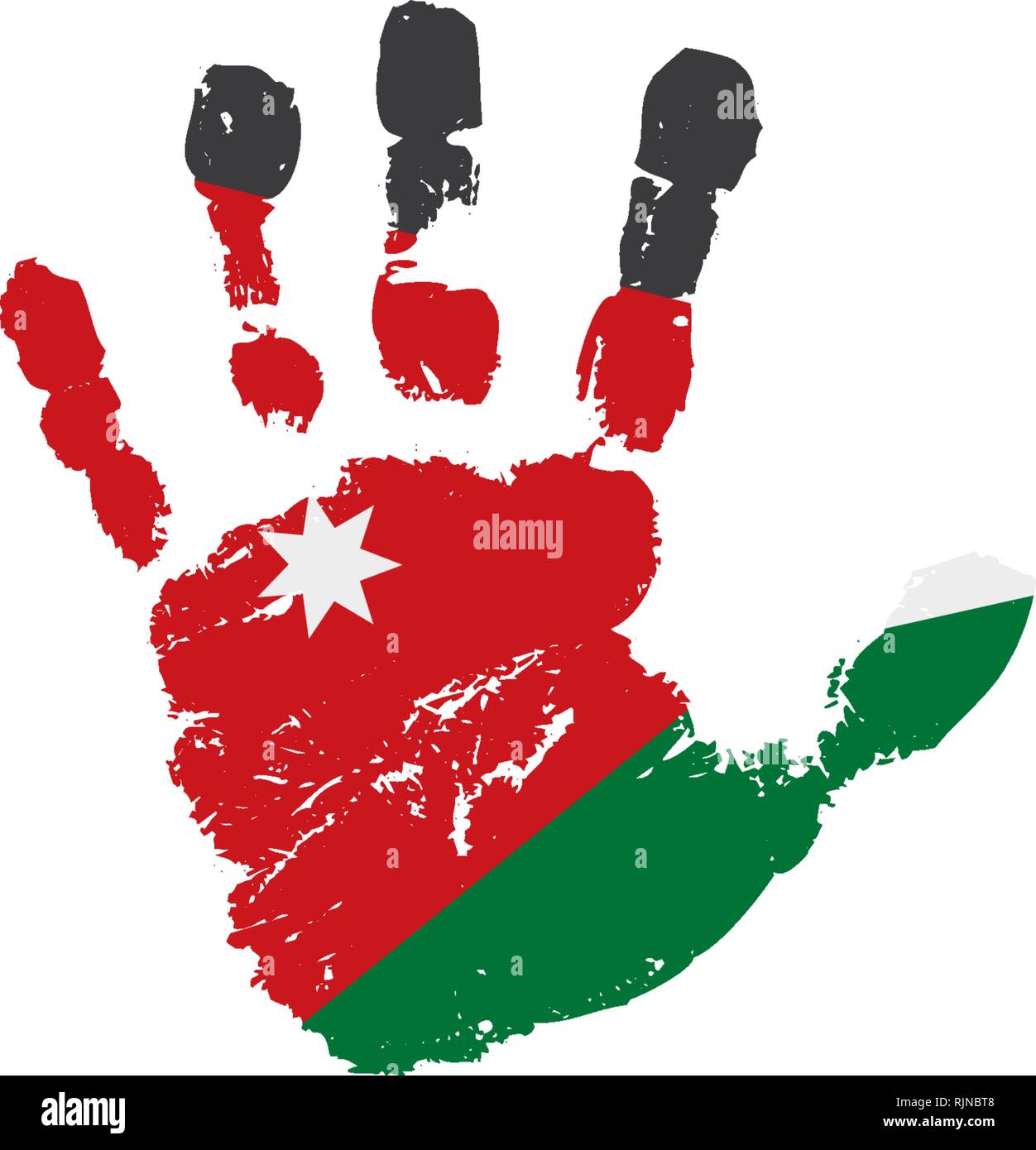 Jordan flag and hand on white background. Vector illustration Stock ...
