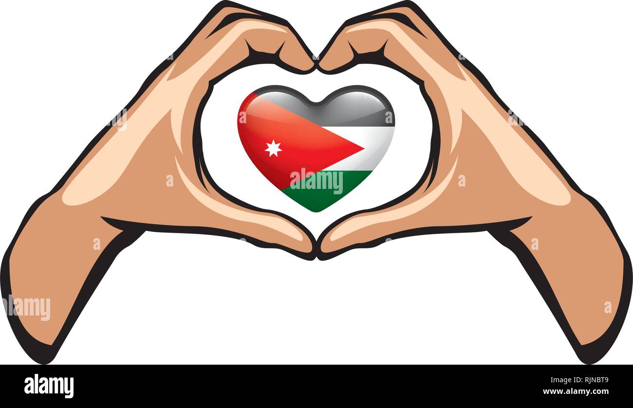 Jordan flag and hand on white background. Vector illustration Stock ...
