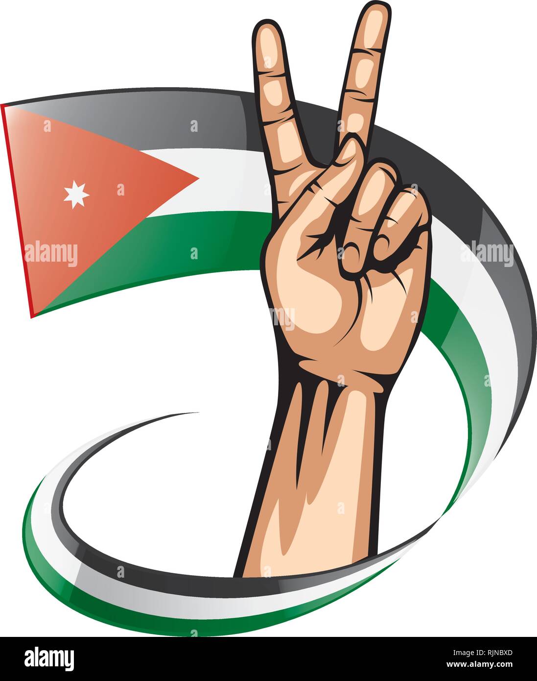 Jordan flag and hand on white background. Vector illustration Stock ...