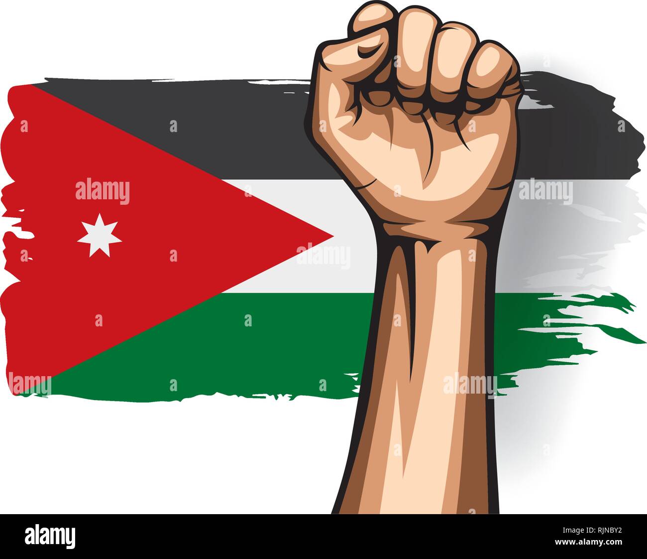 Jordan flag and hand on white background. Vector illustration Stock ...