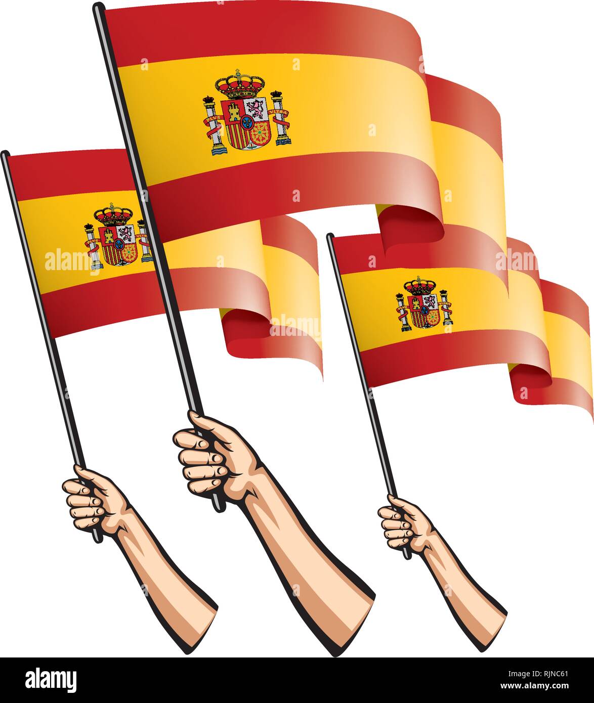 spain flag and hand on white background. Vector illustration Stock ...
