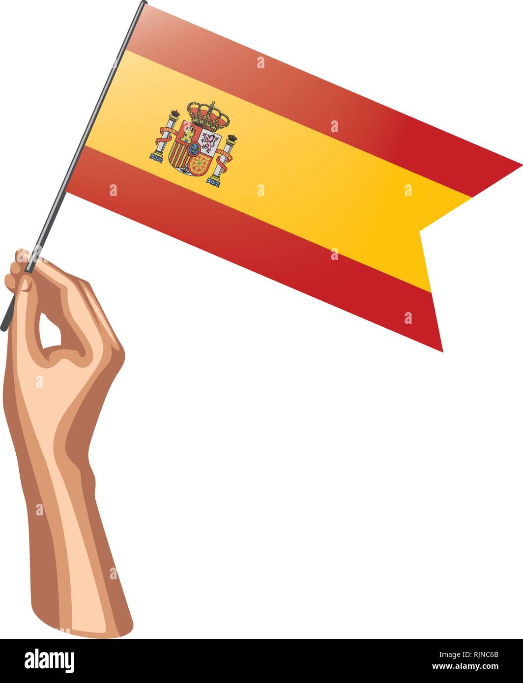 spain flag and hand on white background. Vector illustration Stock ...