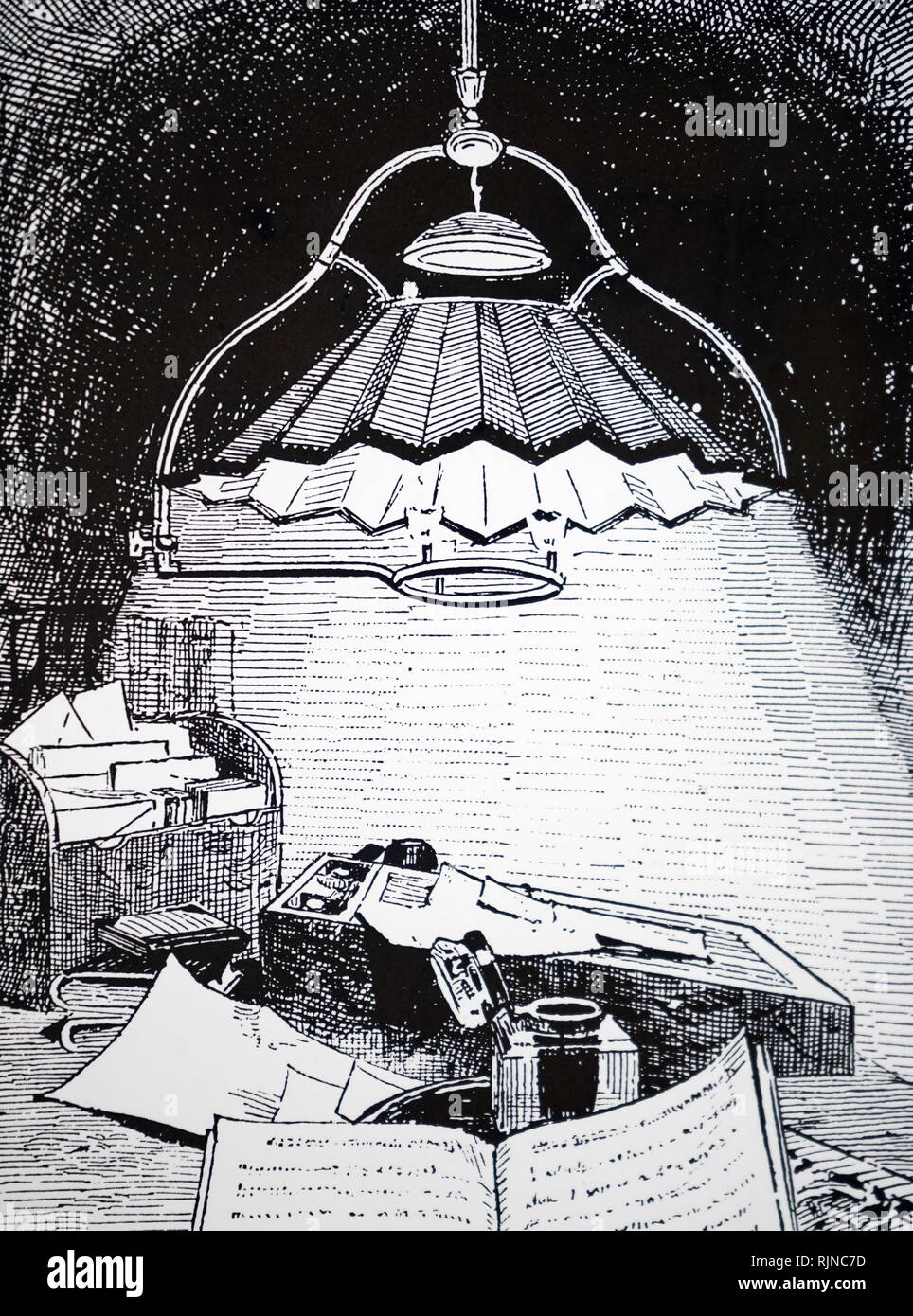An engraving depicting a conical reflecting shade suitable for fitting ...