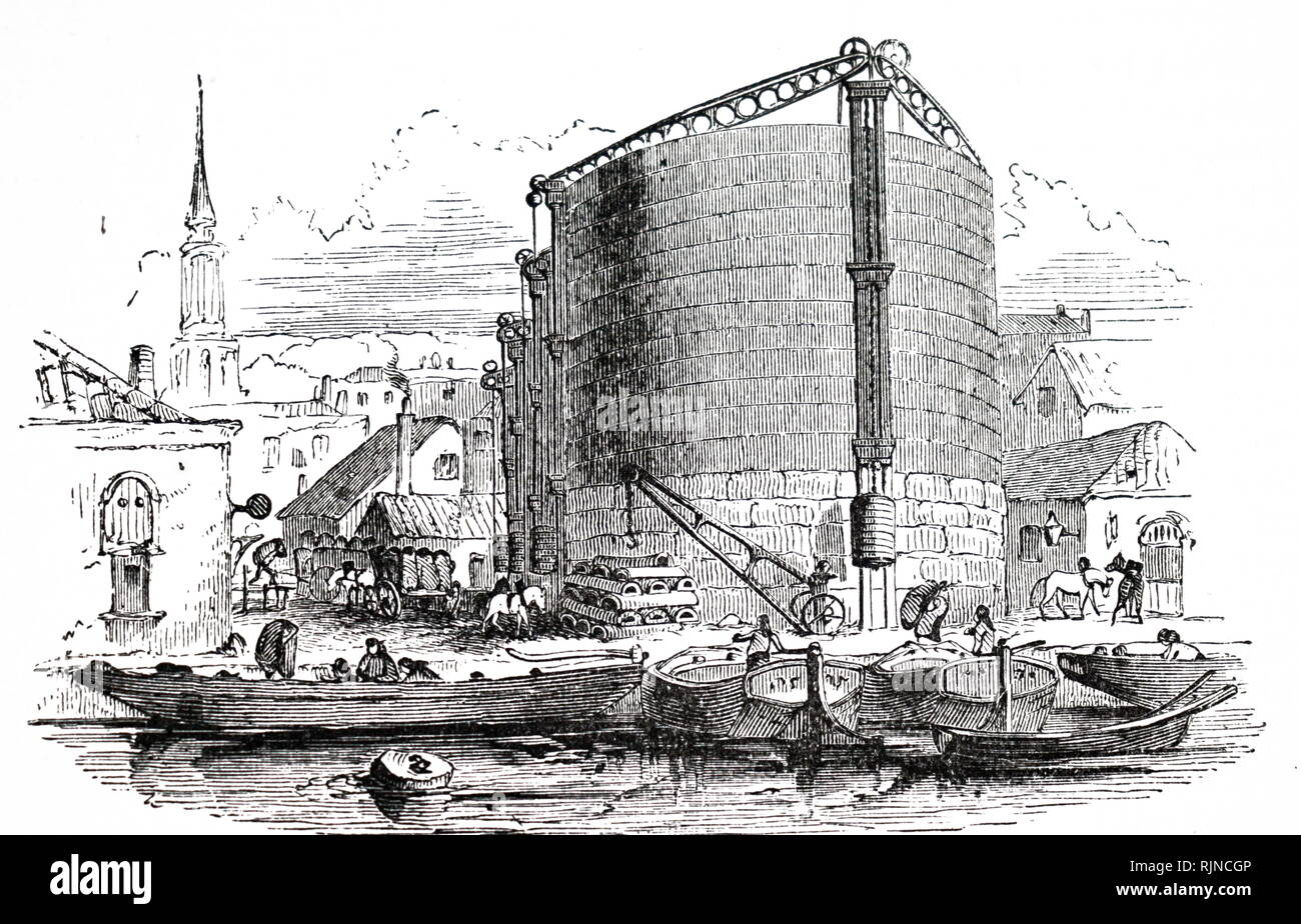 An engraving depicting the City of London Gasworks. Dated 19th century ...