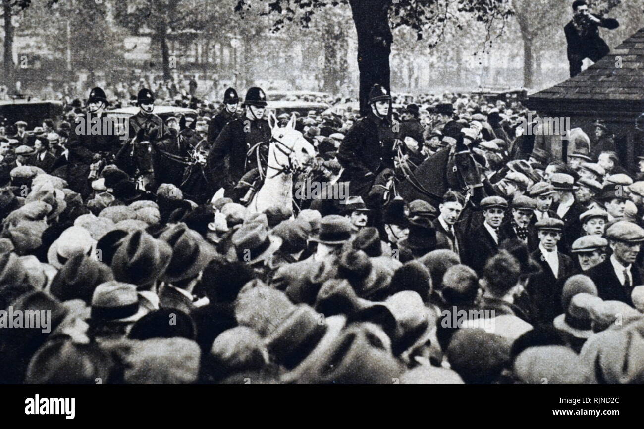 Photograph taken during the 1932 protests against cuts in Unemployment ...