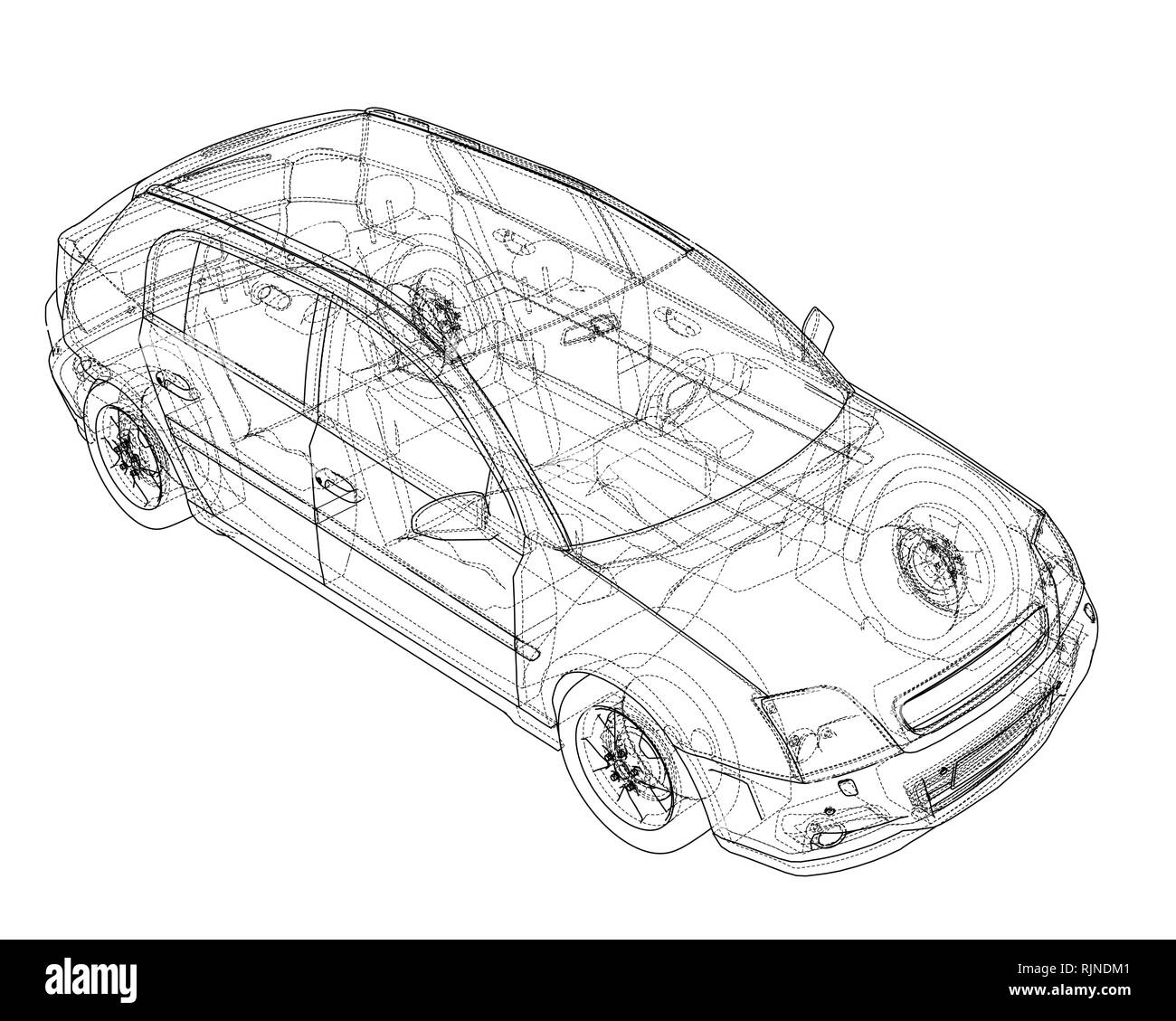 3d model car blueprint Cut Out Stock Images & Pictures - Alamy