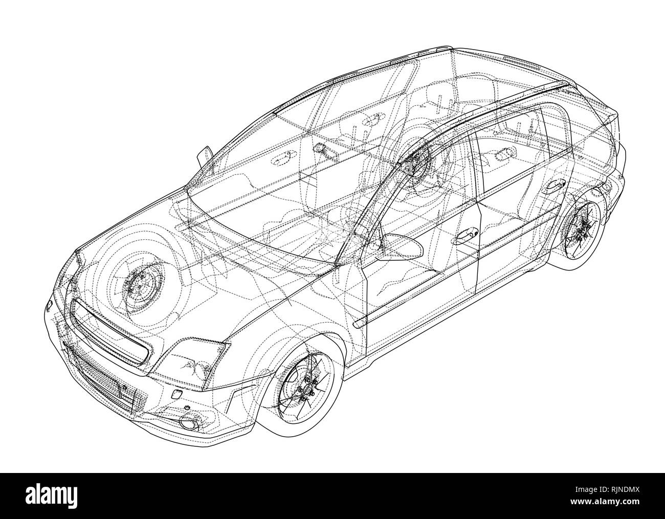 3d model car blueprint Cut Out Stock Images & Pictures - Alamy