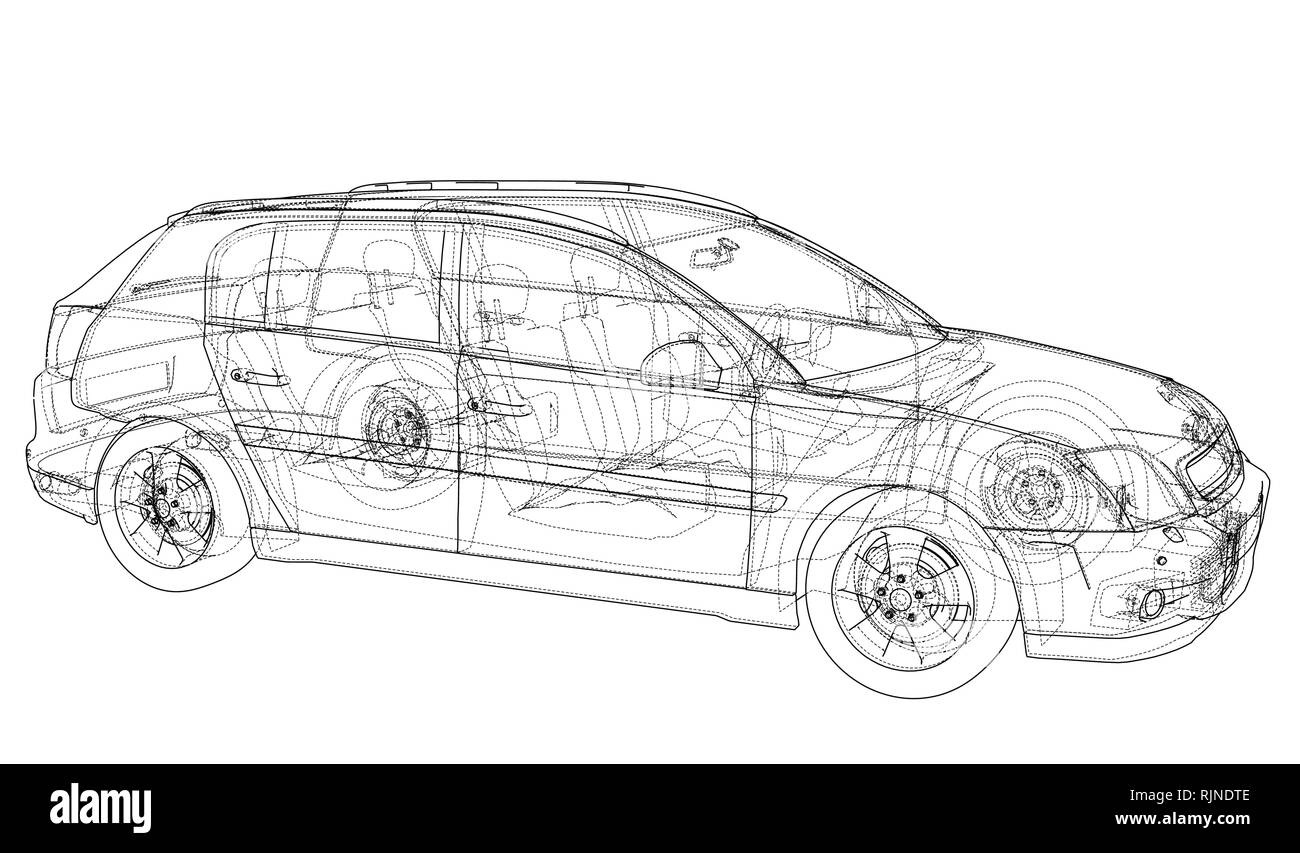 Concept car. Vector rendering of 3d Stock Vector Image & Art - Alamy
